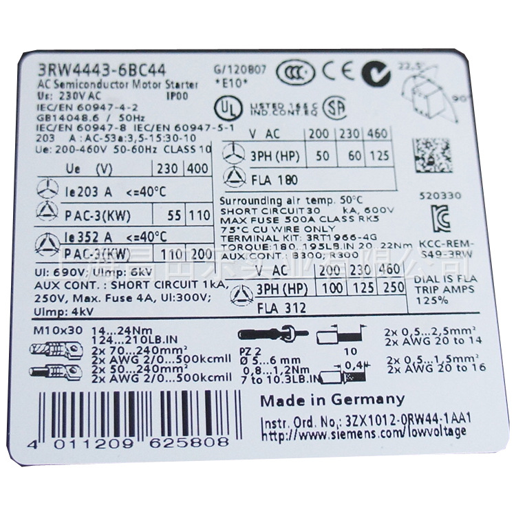 供应【全新】西门子软启动器3RW4443-6BC44 |电机软起动器3RW-阿里巴巴