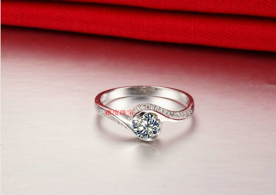雅度珠宝sona钻戒 碳合钻 925银镀金 半包镶女戒-阿里巴巴