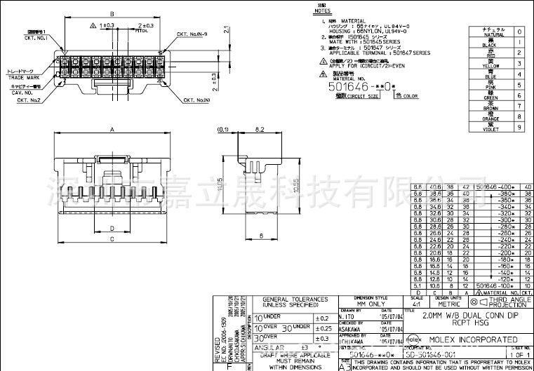 501646-1000 MOLEX原厂优势库存 2.00mm Pitch iGrid™ 双排 2X5P-阿里巴巴