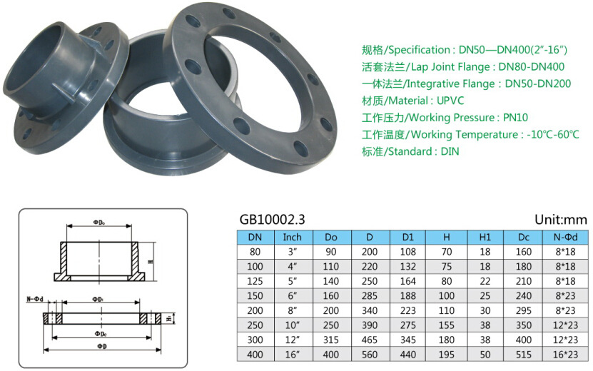 DN250 UPVC活套法兰 塑胶法兰 DIN GB10002.3 4件免普通物流费-阿里巴巴
