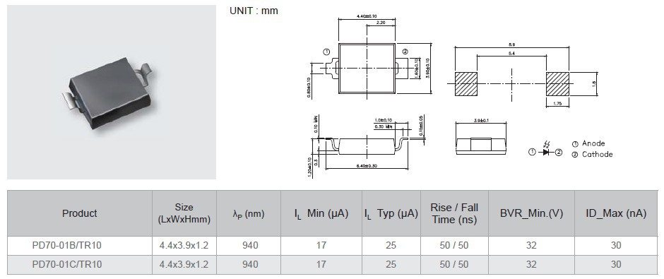 亿光红外线光敏接收管 PD70-01B-TR10-阿里巴巴
