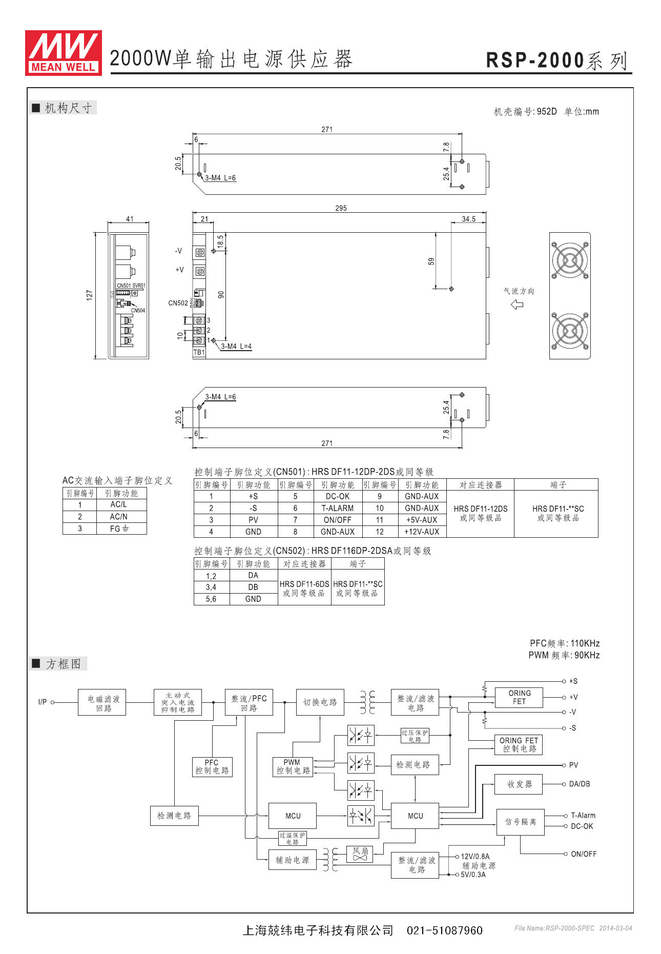 明纬RSP-2000-48 2000W 单路PFC可并联明纬开关电源-阿里巴巴