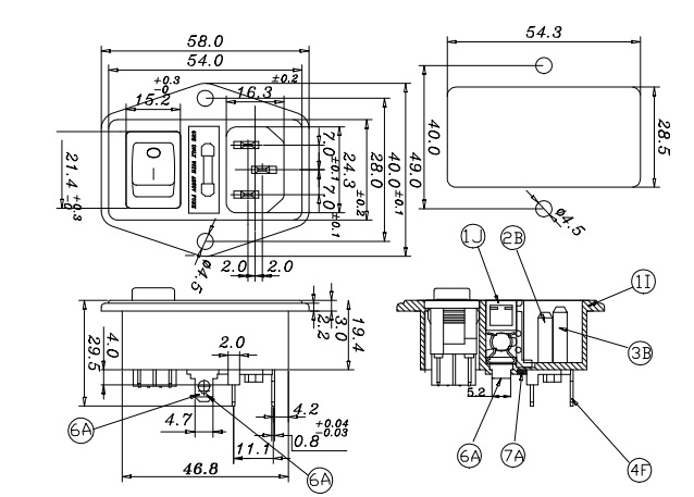 台湾JEC厂家直销 三合一保险丝插座 JR-101-1FR-03插座-阿里巴巴