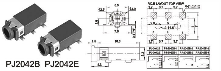 厂家直销 耳机插座 PJ2042B 3.5耳机插座 3.5母座 电脑插座-阿里巴巴