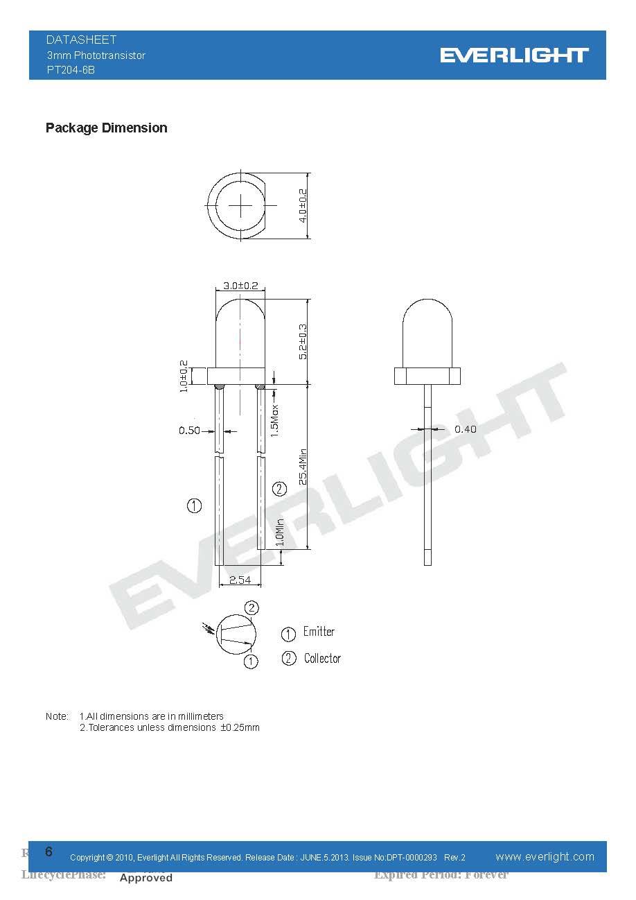 红外线接收管 F3红外接收三极管PT204-6B 3MM直插红外接收管亿光-阿里巴巴