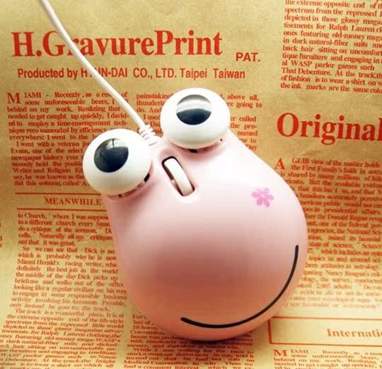 可爱卡通造型鼠标 创意可爱女生大爱青蛙造型有线鼠标USB光电鼠标-阿里巴巴