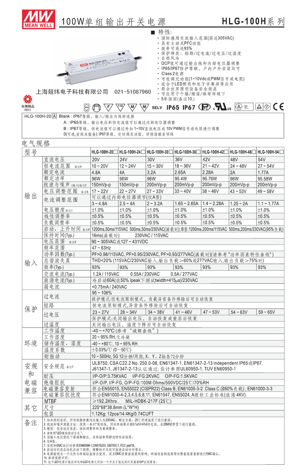 HLG-100H-24A 100W 明纬PFC路灯用防水LED电源-阿里巴巴