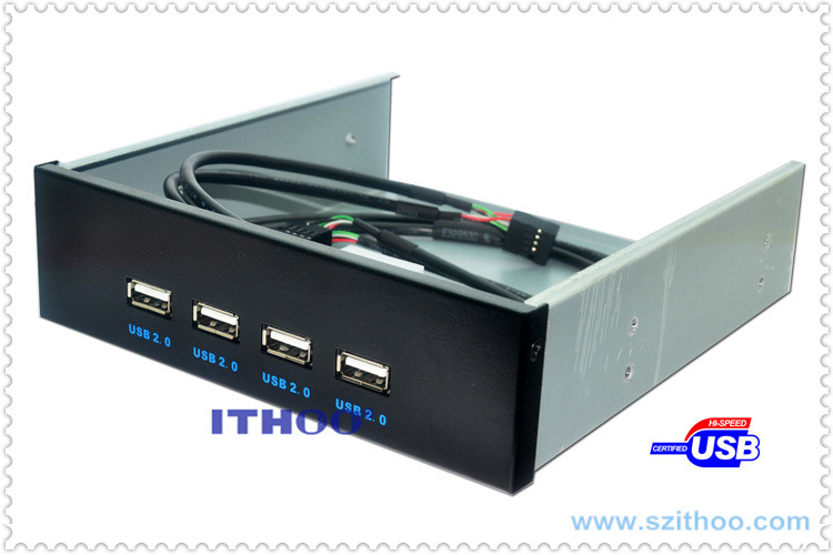 USB2.0光驱位前置面板 5.25寸 4口HUB 9PIN转4口USB2.0面板-阿里巴巴