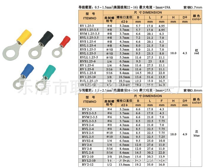 O型预绝缘端子RV5.5-10 冷压接线端子 铜线耳 接地端子-阿里巴巴