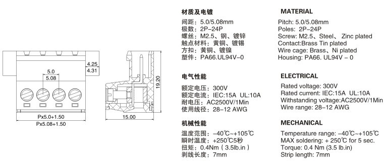 科发电子厂家直销 插拔式线对线接线端子 KF2EDGRK-5.0/5.08-阿里巴巴
