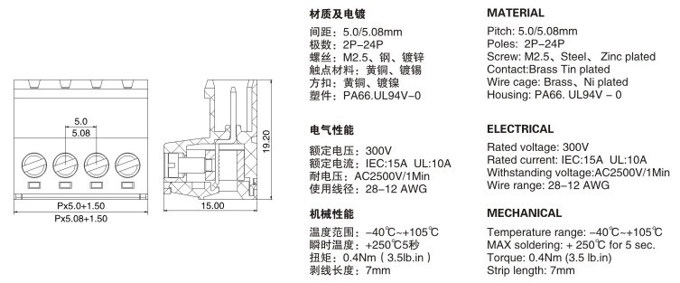 科发电子厂家直销 插拔式线对线接线端子 KF2EDGRK-5.0/5.08-阿里巴巴