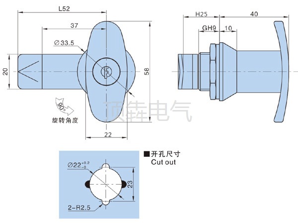 顶犇 MS302-2把手锁 动力电柜门锁 开关柜门锁 T字型手柄锁-阿里巴巴