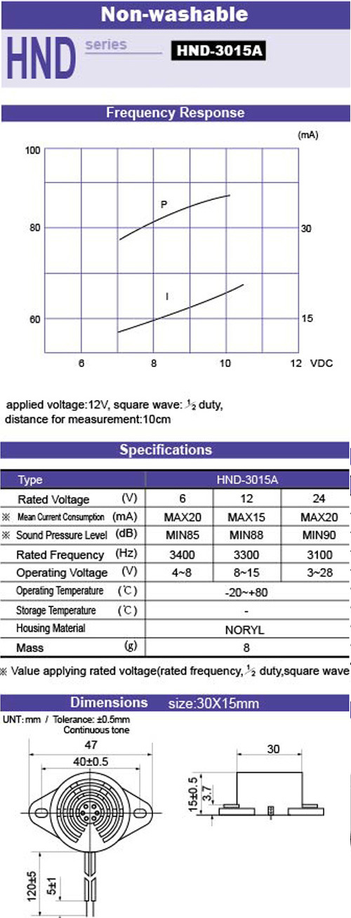 压电式有源蜂鸣器;HND-3015A DC:3-24V 连续声 长鸣 江苏华能电子-阿里巴巴