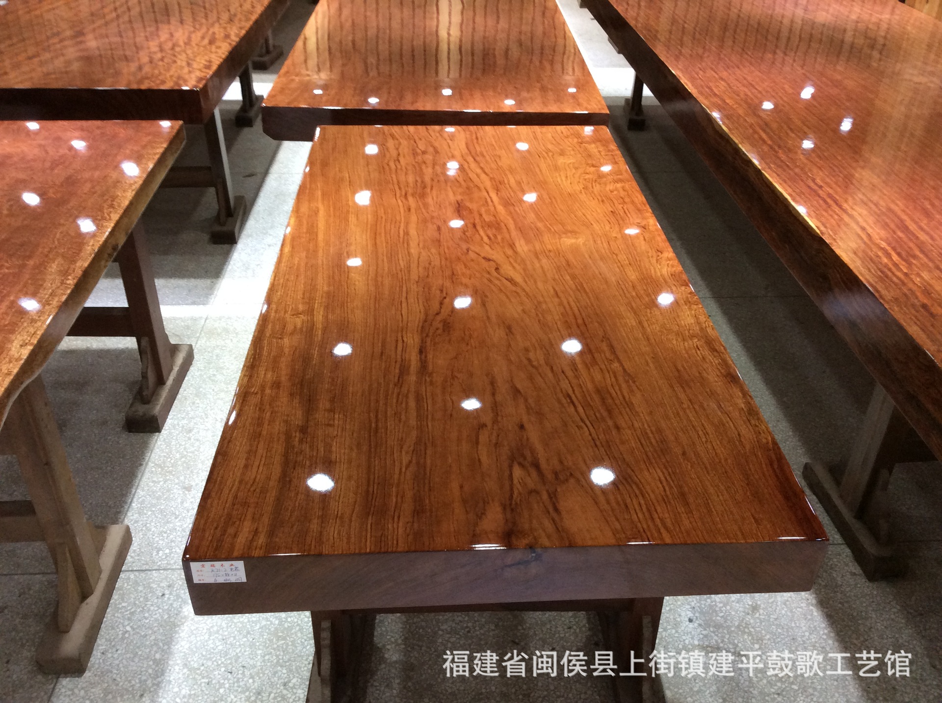 精品巴花大板原木实木大板茶桌 个性巴花餐桌 原生态电脑会议桌 - 办公批发网