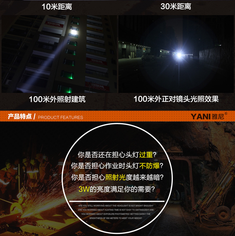 雅尼9811小头灯led强光充电超亮头戴式手电筒小型迷你锂电池超轻-阿里巴巴