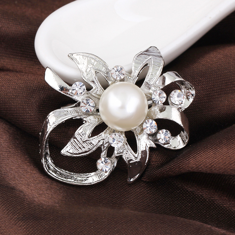 Simple Alloy plating brooch Flowers White k Ab085A NHDR2196