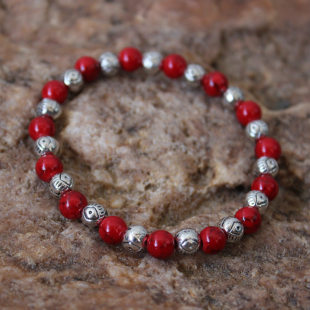 手工藏饰云南风情饰品民族风手工制作藏银眼睛珠蓝松石手链QSL136-阿里巴巴