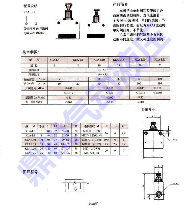 单向节流阀.KLA-06.KLA-08.KLA-10.KLA-15.KA-06.KA-08.KA-15-阿里巴巴