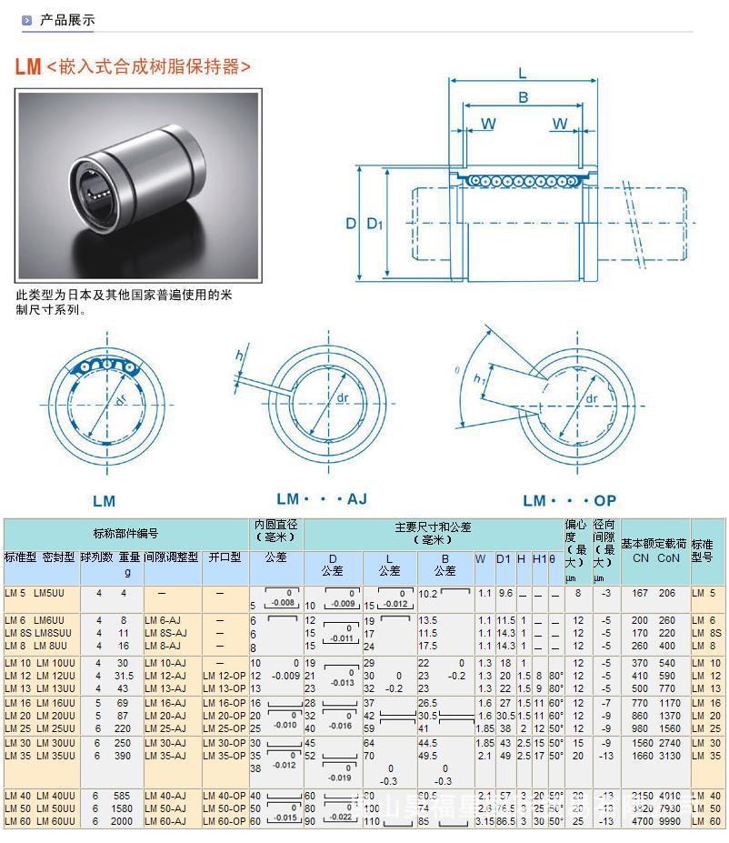 KBS直线轴承SM/LM3 4 5 6 8 10 12 13 16 20 25 30 35 40 50 60UU-阿里巴巴