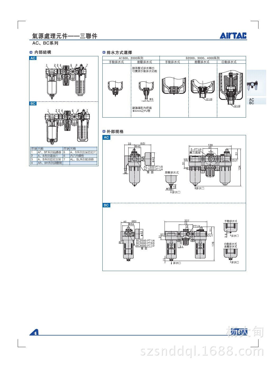 AC1500 AC2000 三联件 AF2000+AR2000+AL2000 亚德客型 AIRTAC型-阿里巴巴