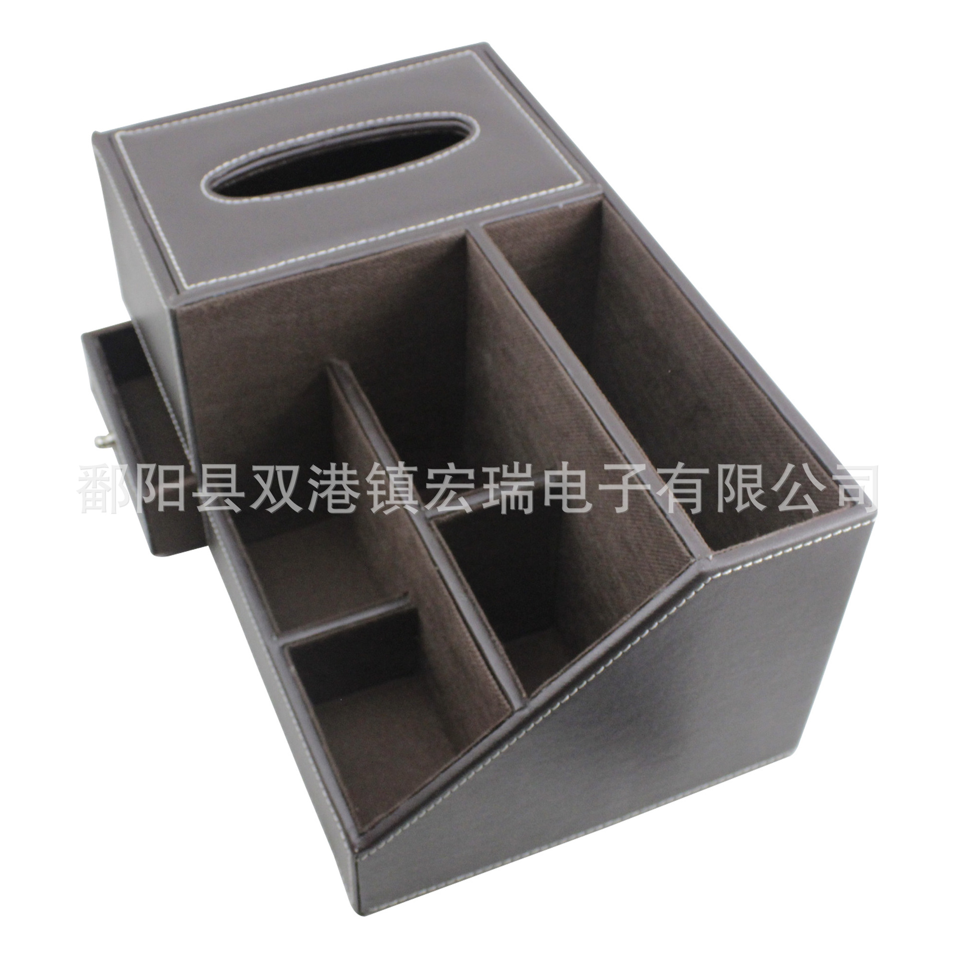 畅销带钟表功能皮质笔筒 三角形PU桌面笔筒钟-阿里巴巴