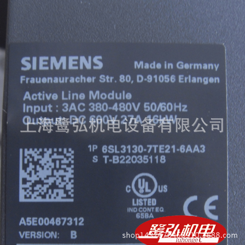 6SL3130-7TE21-6AA4西门子S120伺服驱动模块电源活动模块 16kw-阿里巴巴