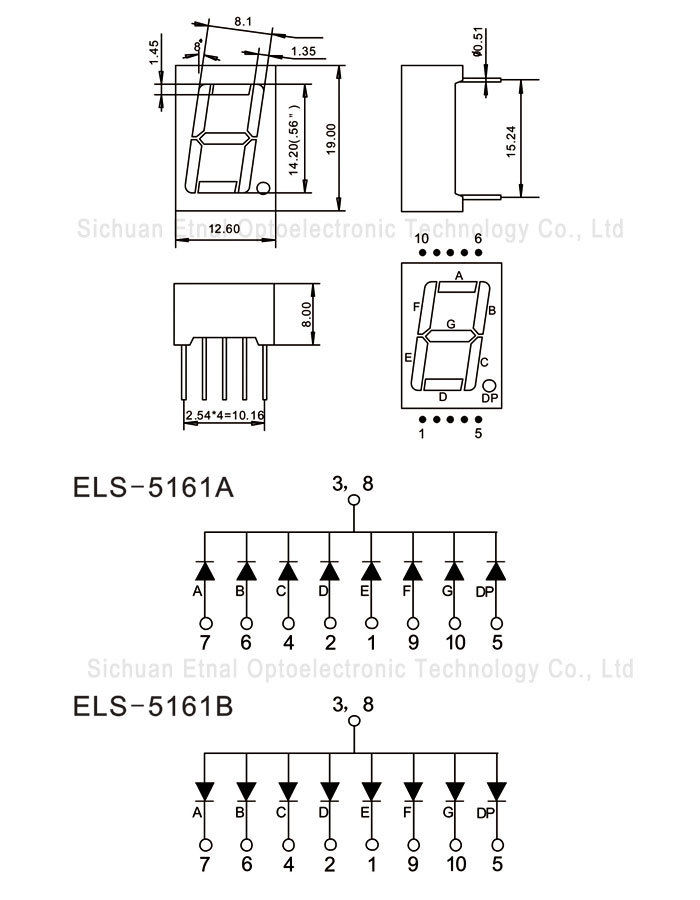 0.56英寸1位红色数码管ELS-5161AS/ELS-5161BS-阿里巴巴