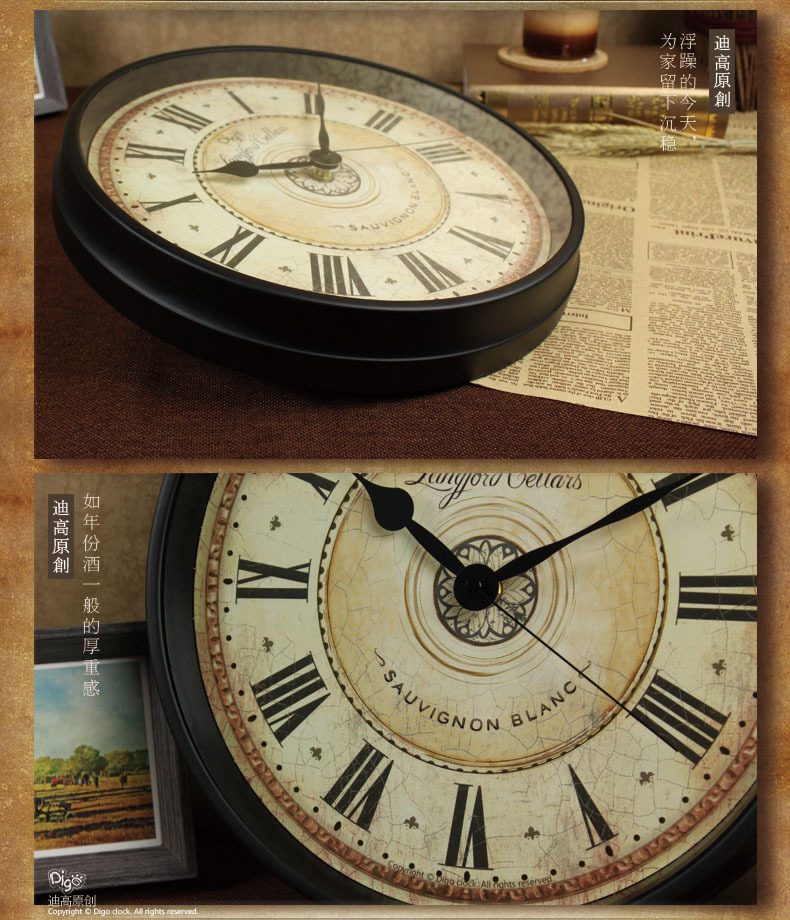 digo厂家挂钟亚马逊创意复古美式金属钟表clock批发-阿里巴巴