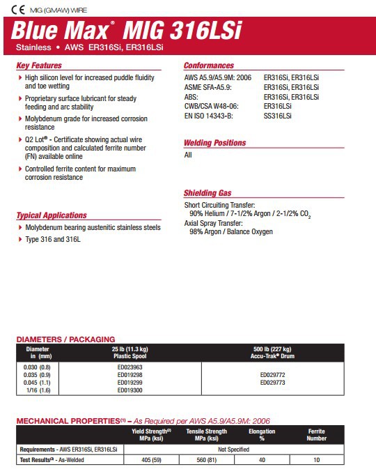 美国林肯BLUE MAX MIG 316LSi不锈钢焊丝ER316LSi不锈钢实芯焊丝-阿里巴巴