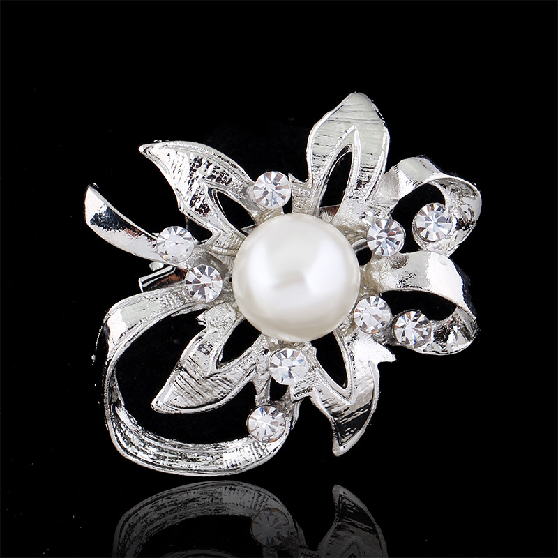 Simple Alloy plating brooch Flowers White k Ab085A NHDR2196