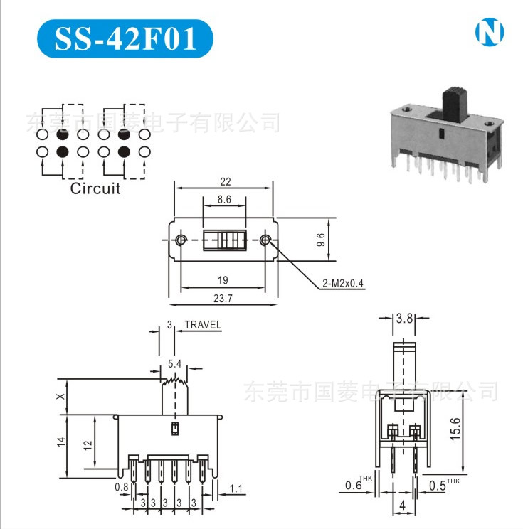 SS-42F01双排12脚（4P2T) 4组 4通2段拨动开关厂家直销-阿里巴巴