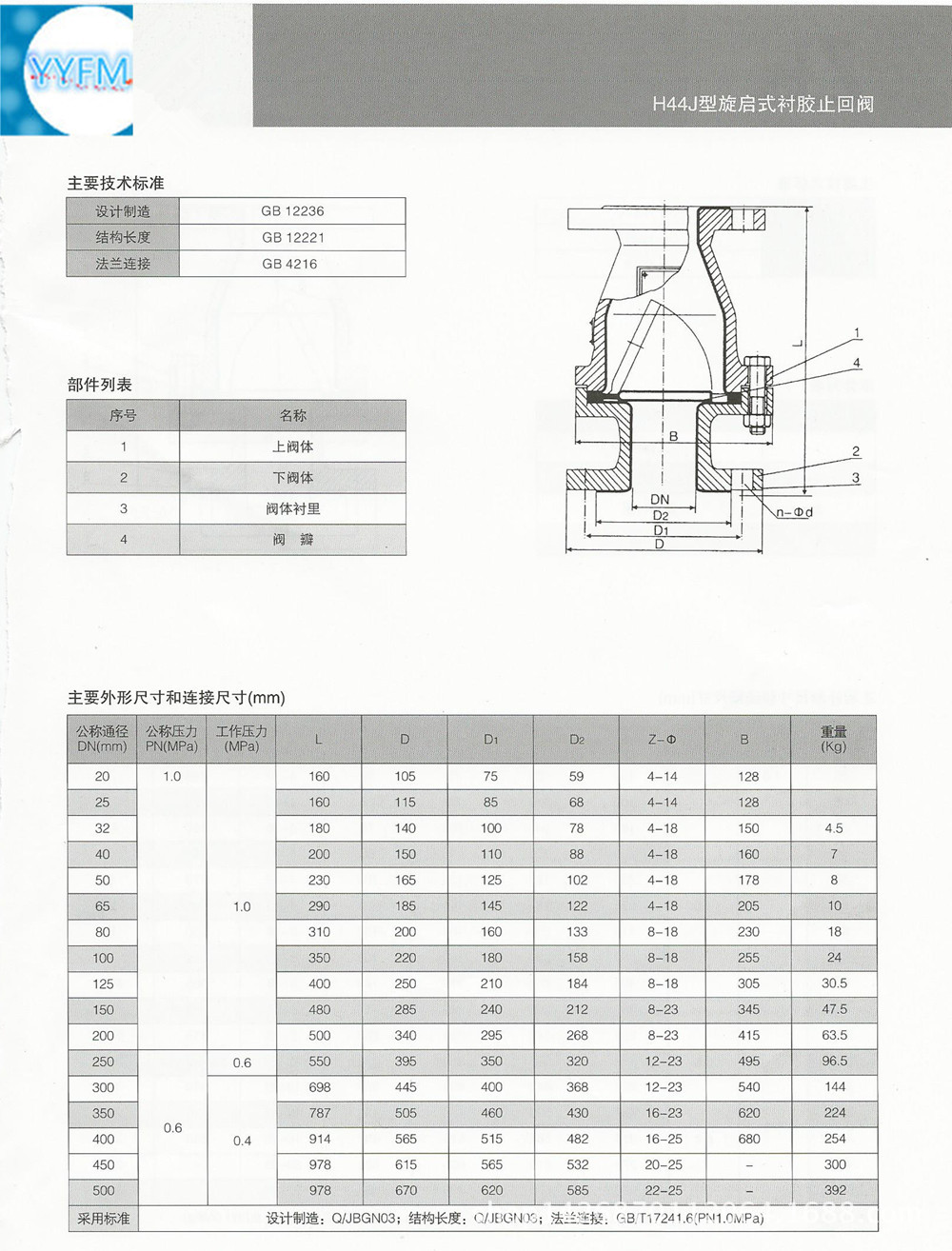 扬宇阀门 H44J-10 旋启式衬胶止回阀 衬胶止回阀-阿里巴巴
