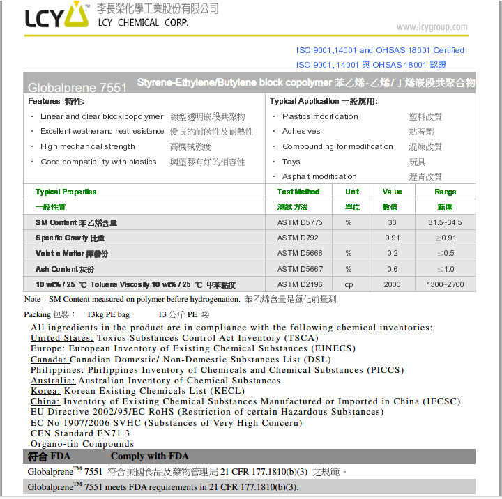 SEBS/李长荣化工(福聚)7551 线性透明耐候耐热鞋底-阿里巴巴
