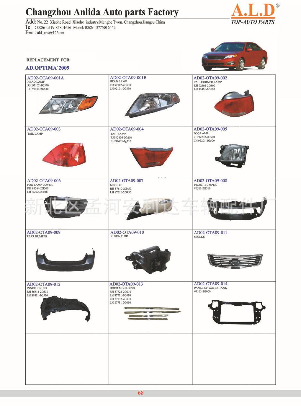Optima 2009大灯尾灯雾灯前保险杠92402-2G600 92401-2G600远舰-阿里巴巴