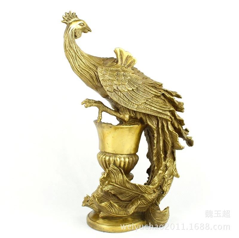 厂家批发纯铜凤凰摆件回头凤凰孔雀大汉凤凰家居客厅装饰工艺品-阿里巴巴