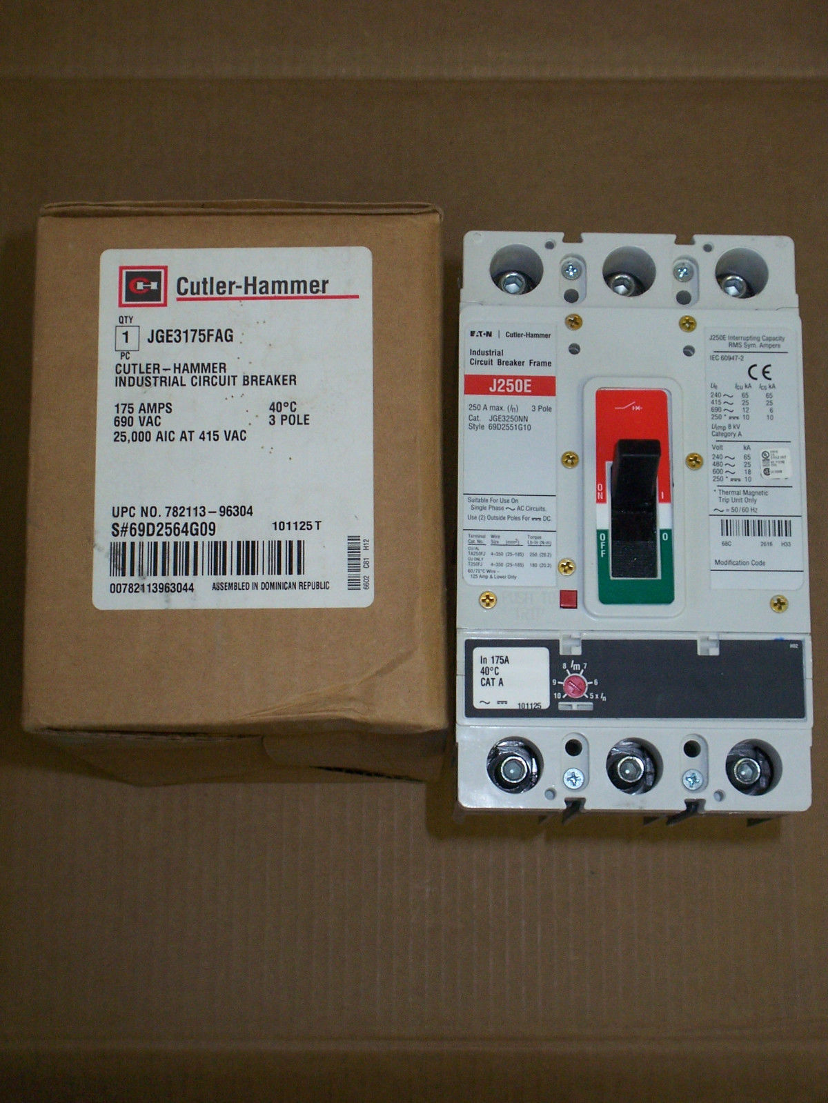 EATON Cutler Hammer塑壳断路器 J250E 3P/175A JGE3250NN-阿里巴巴