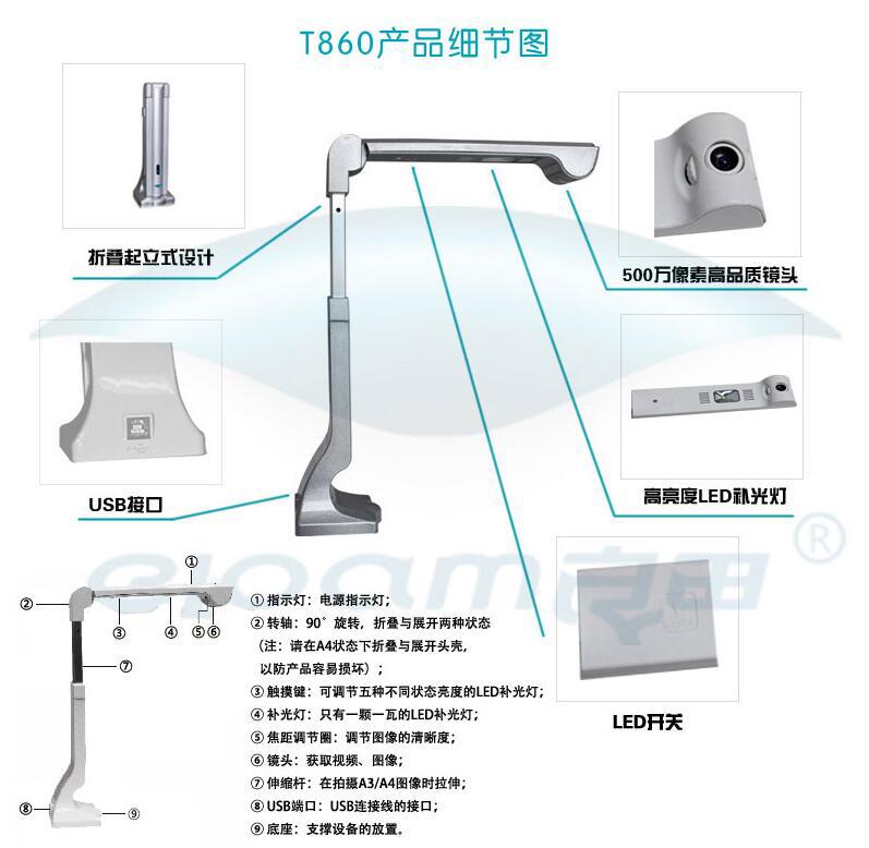 厂家直销良田T860高拍仪|商务办公高清快速扫描仪便携式高拍仪 - 办公批发网