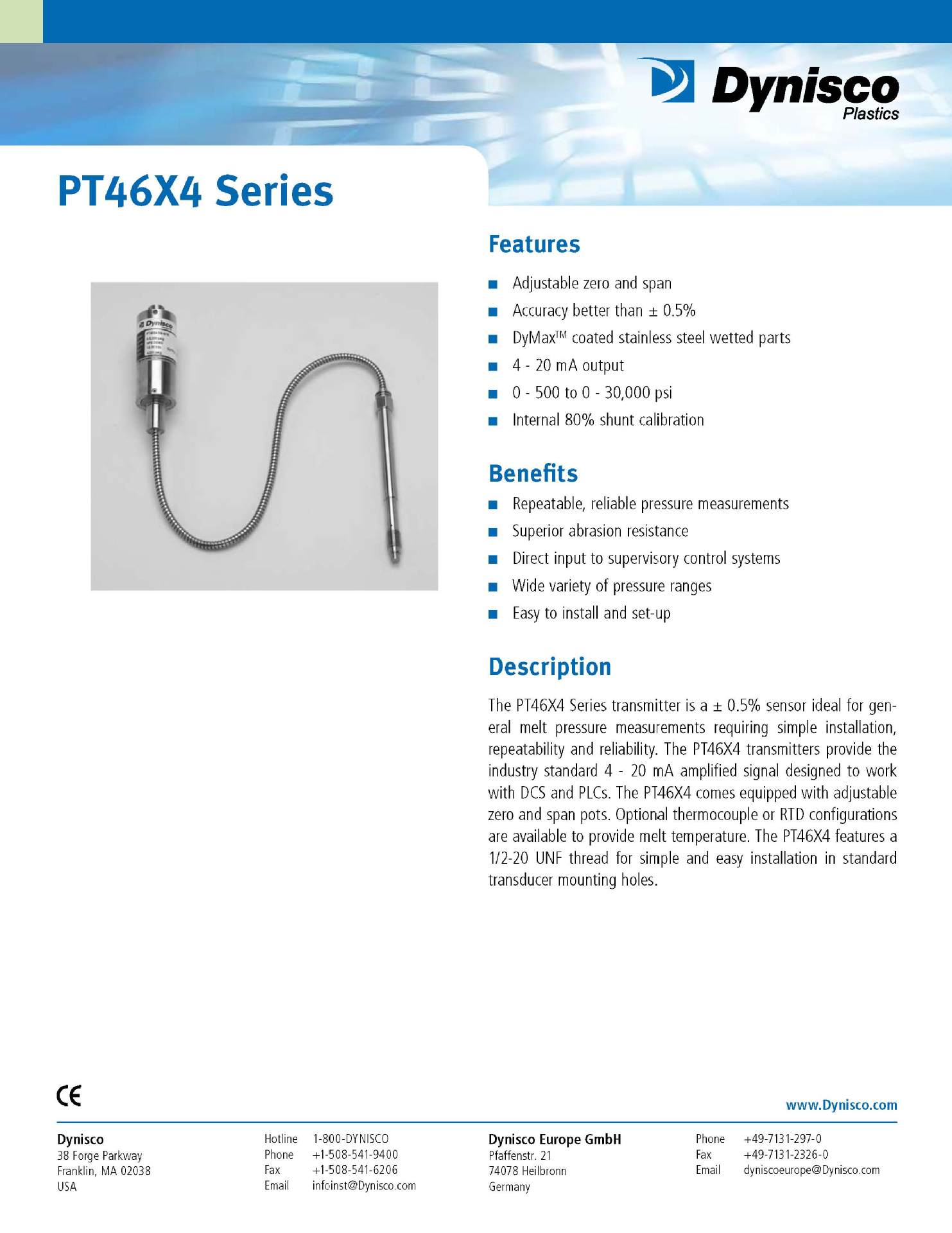 压力传感器 原装丹尼斯科DyniscoPT4624计量泵高温熔体压力传感器-阿里巴巴