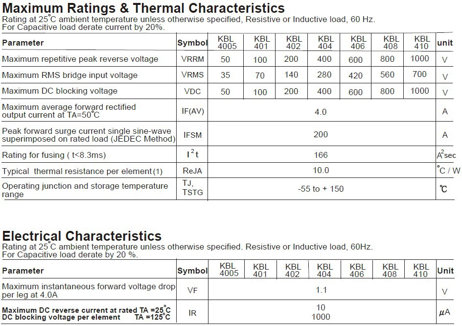 桥式整流器KBL005 KBL01 KBL02 KBL04 KBL06 KBL08 KBL10-阿里巴巴