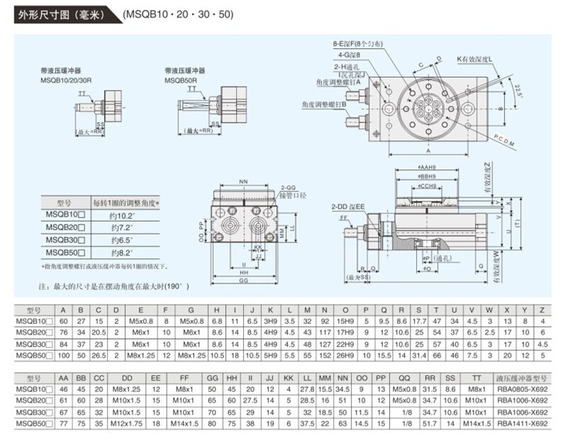 SMC型齿轮齿条式小型摆动MSQB3A气缸SMC旋转气缸-阿里巴巴