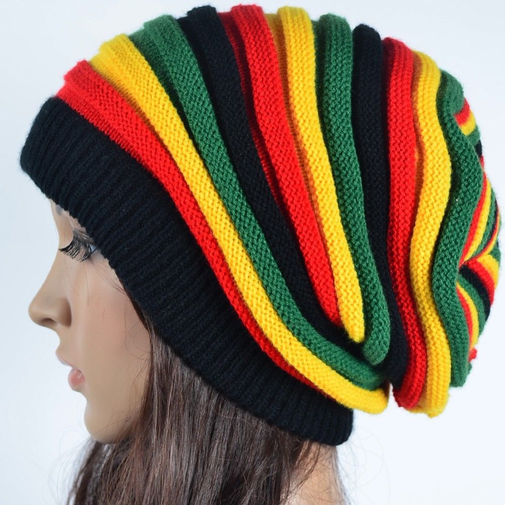 Winter Hip Hop Bob Jamaican Cap Rasta Reggae Hat Multi Colour Striped ...