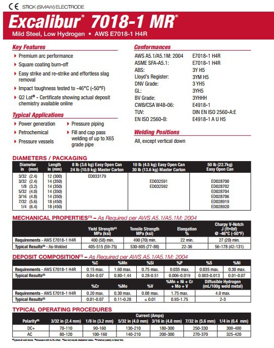 美国林肯E7018-1 H4R碳钢焊条EXCALIBUR 7018-1 MR低碳钢手工焊条-阿里巴巴