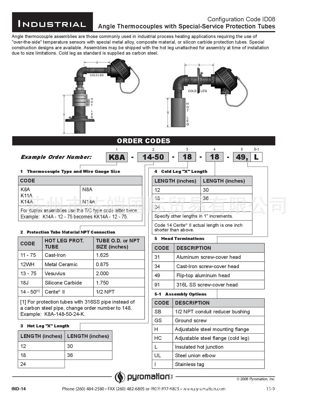 美国PYROMATION品牌热电偶 R5T285L383型号温度传感器 原装-阿里巴巴