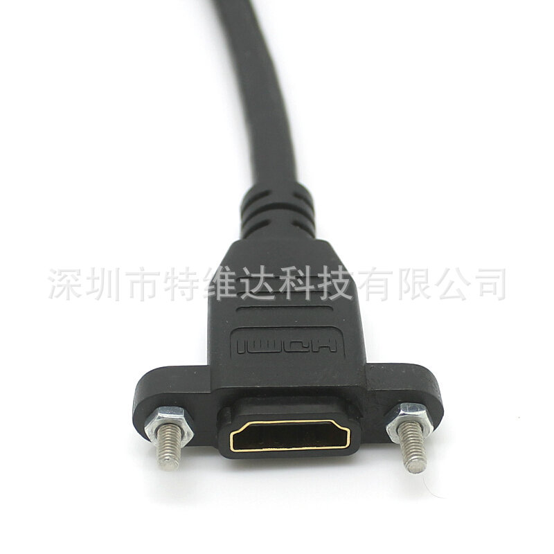 M3螺丝 HDMI线 19芯带耳朵孔HDMI公对母转接线可锁面板 50厘米-阿里巴巴