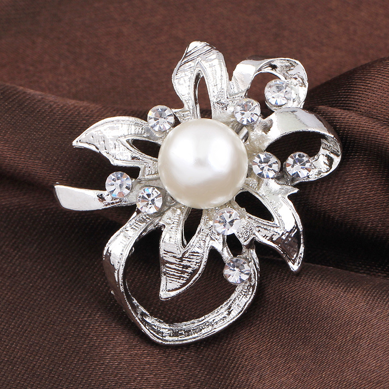 Simple Alloy plating brooch Flowers White k Ab085A NHDR2196