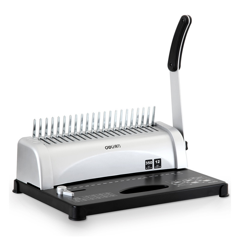 得力3870梳式装订机 A4纸胶圈夹条手动打孔机 21孔文件标书装订机-阿里巴巴