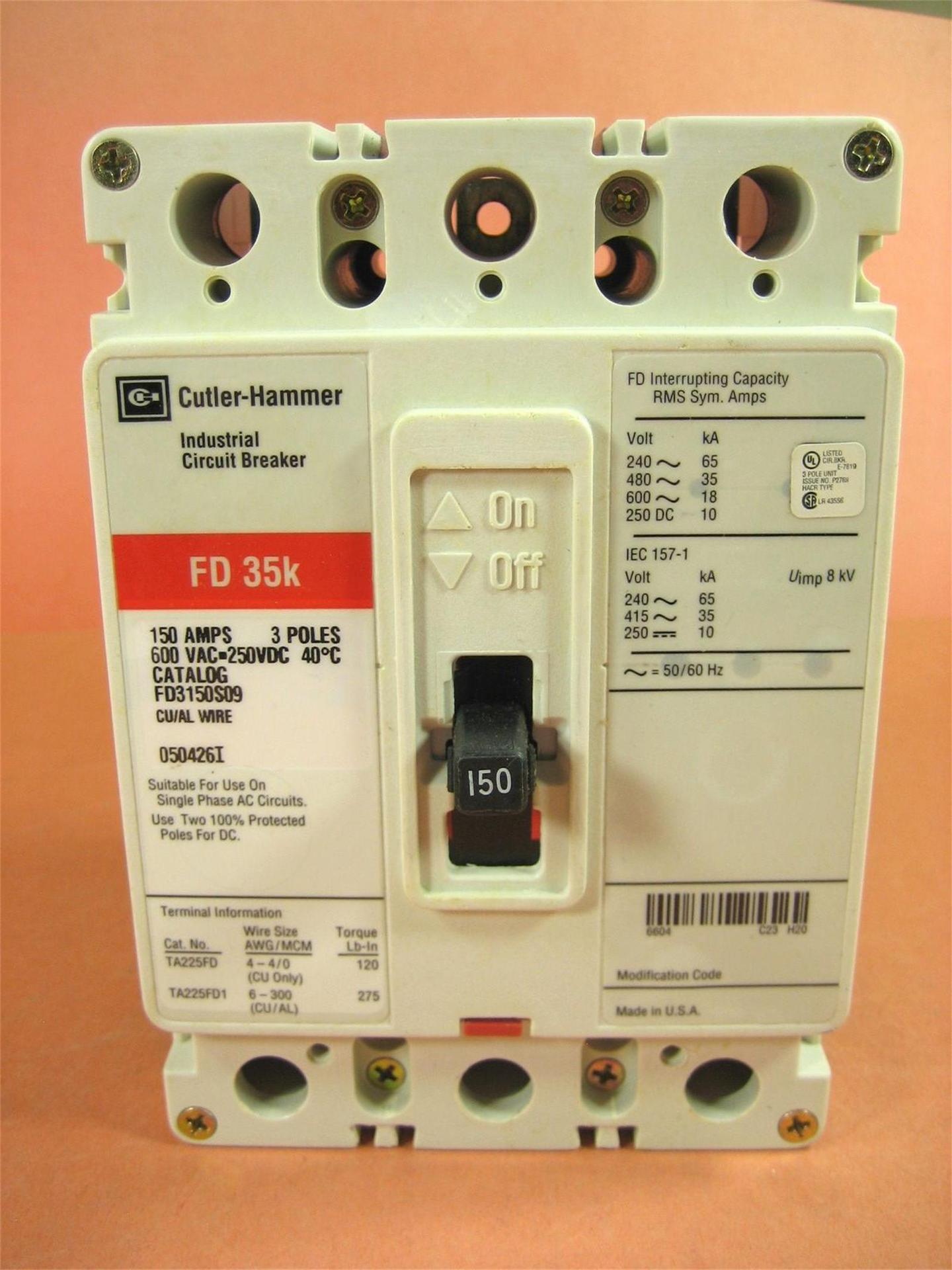 Eaton / Cutler Hammer工业塑壳断路器 FD3150L 150A/3P-阿里巴巴