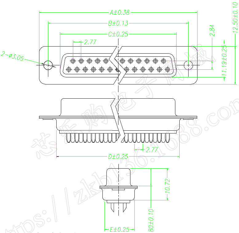 DB9 9孔 母头 母座 焊板式 白胶 串口9针 RS232插座 DB9连接器-阿里巴巴