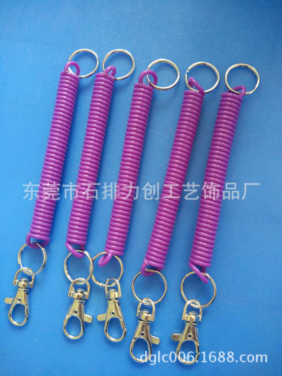 彩色弹簧伸缩绳金属钥匙扣电话绳弹力绳箱包校卡防丢钥匙链失手绳-阿里巴巴