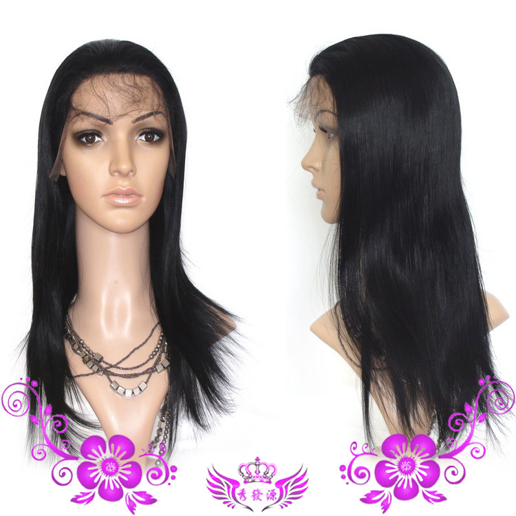 Semi machine made headwear lace headpiece wig straight semi hand woven ...